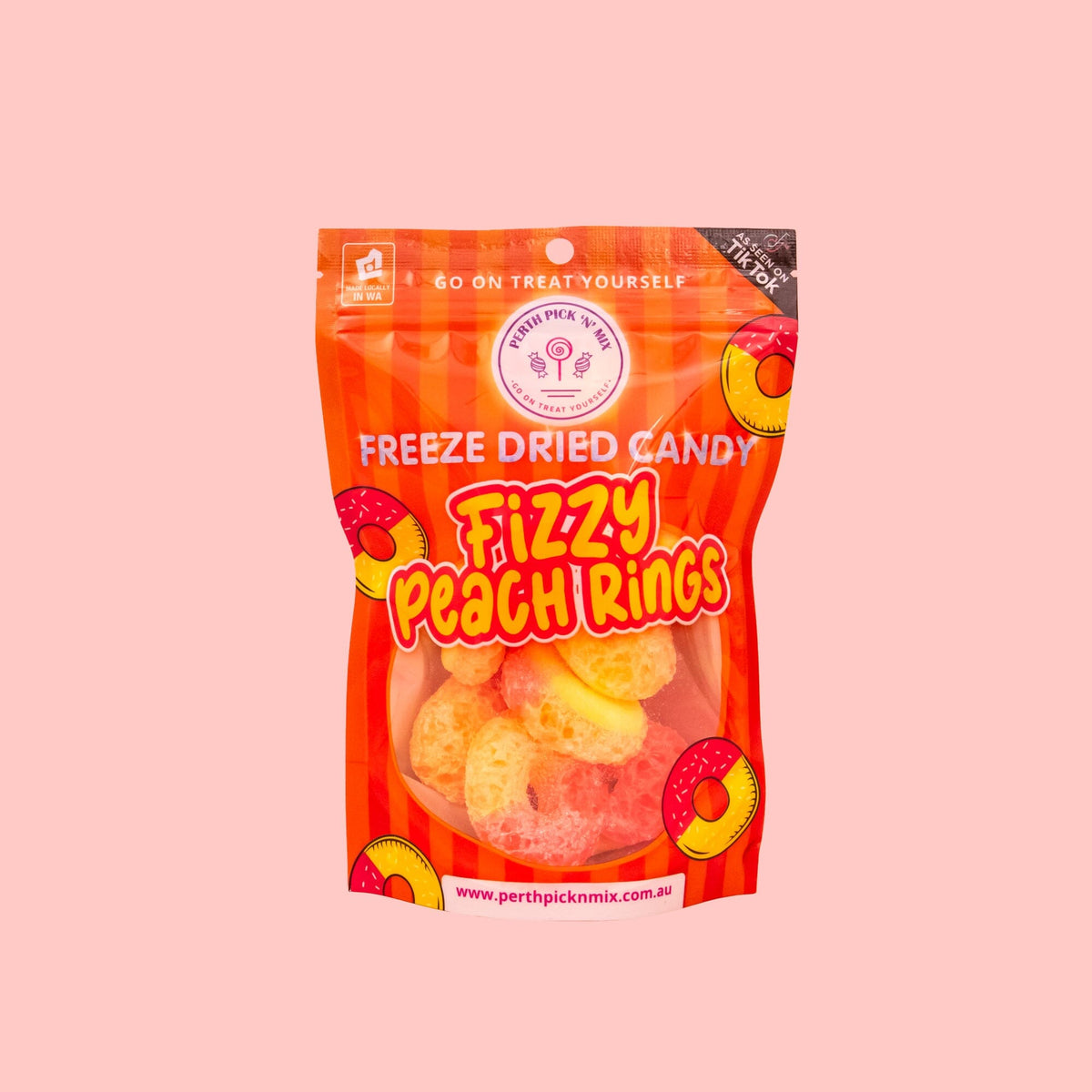 Freeze Dried Candy Fizzy Peach Rings — Joys Delights Lolly Shop Online