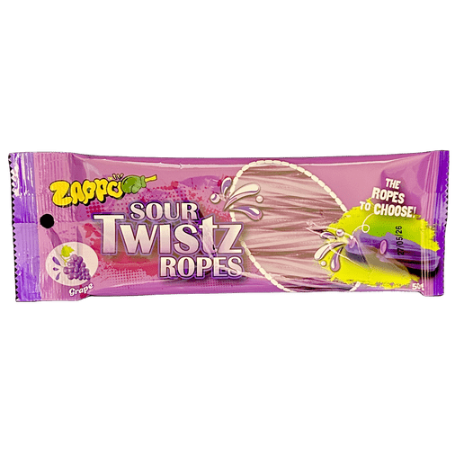 Zappo Sour Twistz Ropes Grape 50g — Joys Delights Lolly Shop Online